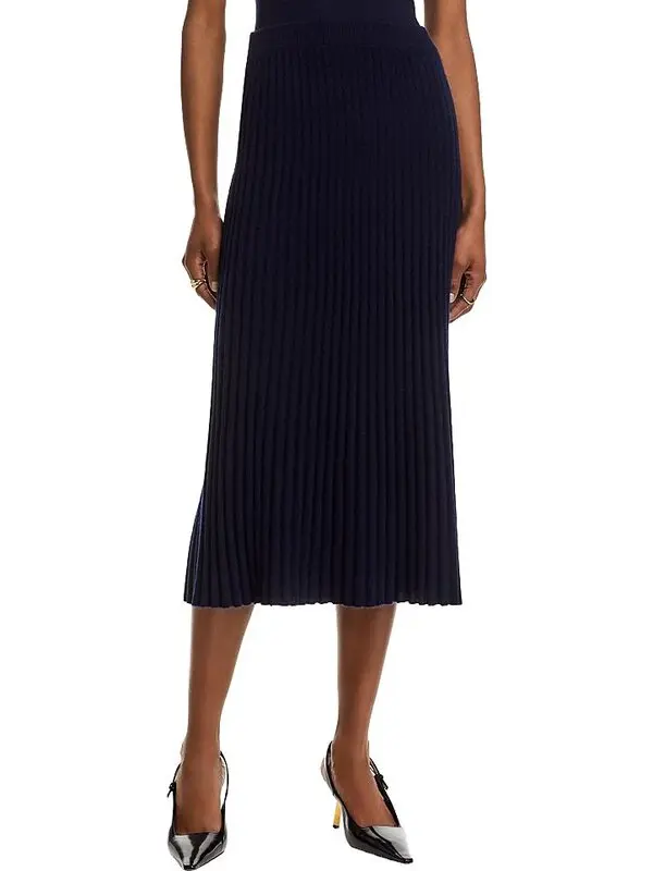 Bloomingdale'S Cashmere Ribbed Midi Skirt - Navy