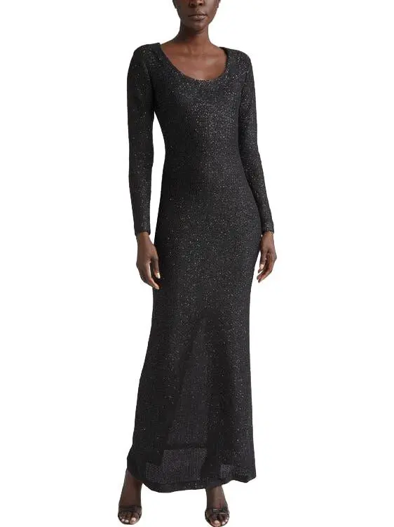 St. John Nicoline Long-sleeve Sequin Gown - Black
