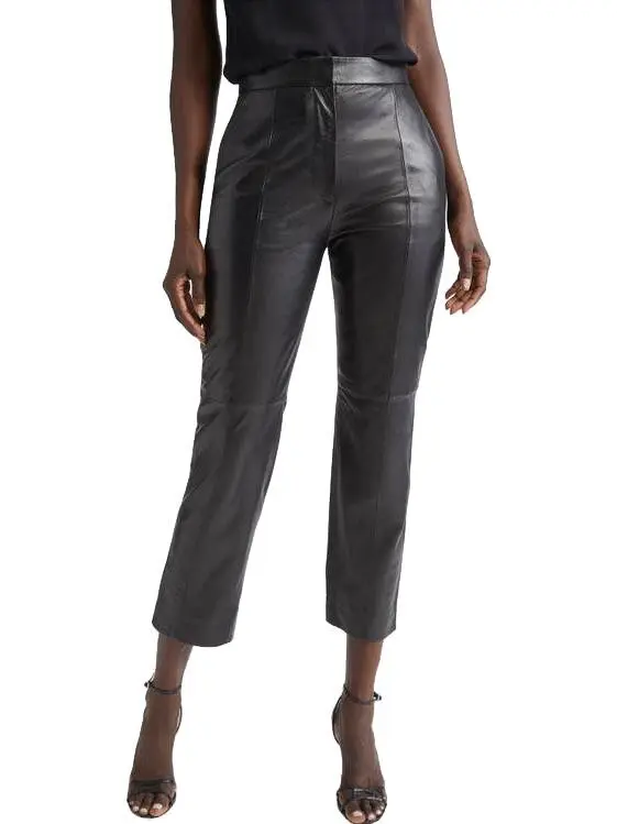 St. John Ankle Crop Leather Trousers - Black