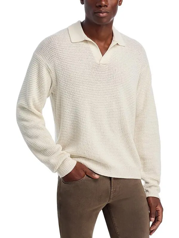 FRAME Textured Polo Sweater - Warm White