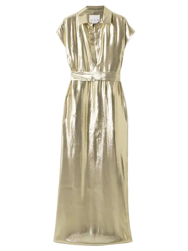 Sasuphi Francesca Belted Maxi Dress - Gold