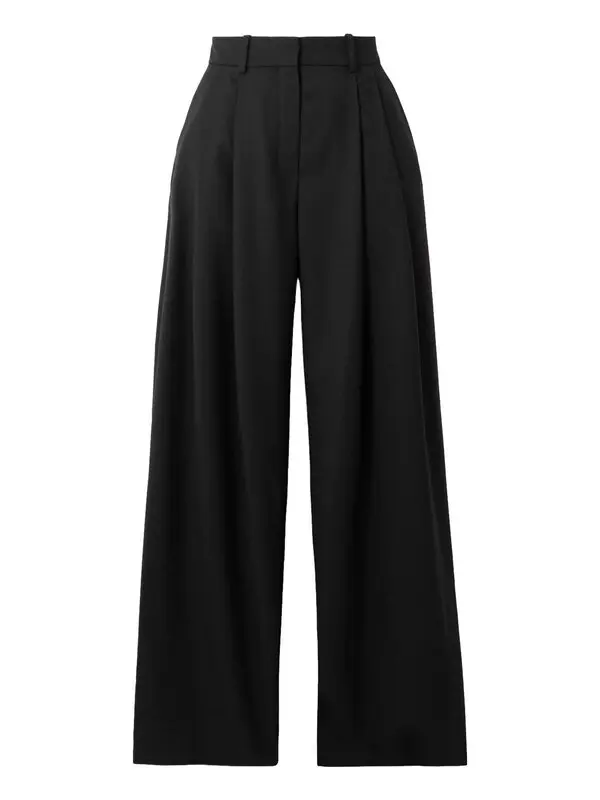 Nina Ricci Pleated Wool-gabardine Wide-leg Pants - Black