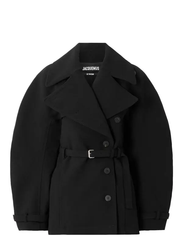 Jacquemus Woven Belted Coat - Black