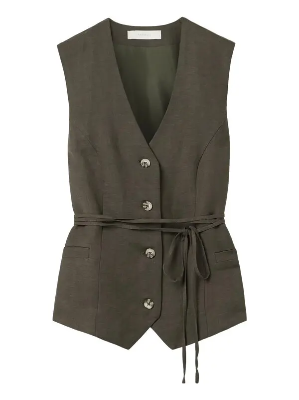 Faithfull The Brand Eva Belted Woven Vest - Green