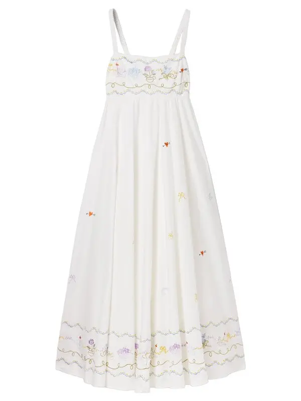 ALEMAIS Giulia Embroidered Maxi Dress - Cream