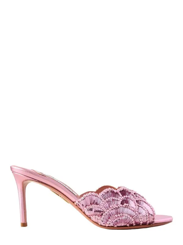 AQUAZZURA Ce Soir 75 Embellished Mules - Pink