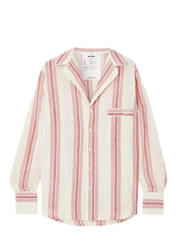 BETTTER Embroidered Striped Organic Cotton Shirt - Multi