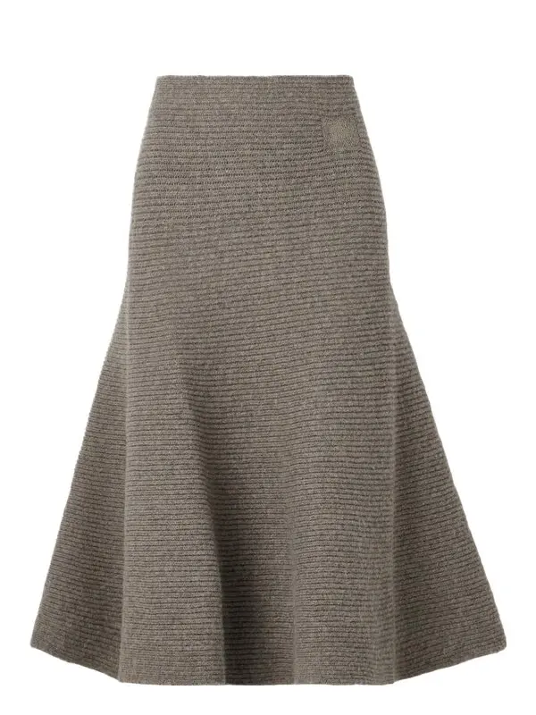Burberry Ribbed Wool-blend Midi Skirt - Neutrals