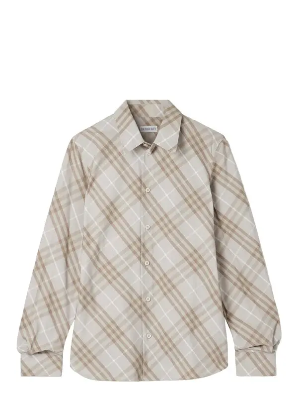 Burberry Checked Cotton-poplin Shirt - Brown
