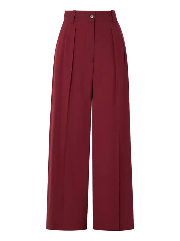 JOSEPH Forest Pleated Wide-leg Pants - Red