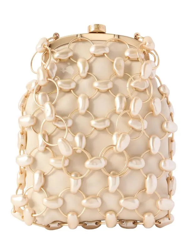 Cult Gaia Brielle Faux Pearl-embellished Clutch - Neutrals