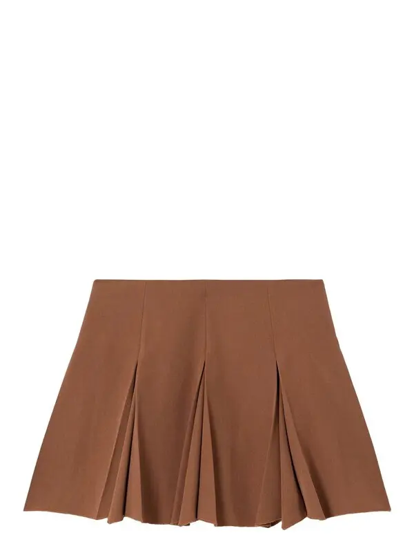 Marni Pleated Grain De Poudre Wool Mini Skirt - Brown