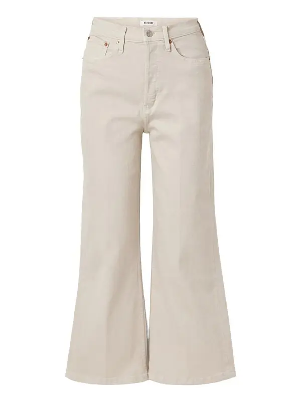 RE/DONE Cropped High-rise Flared Jeans - Off-white