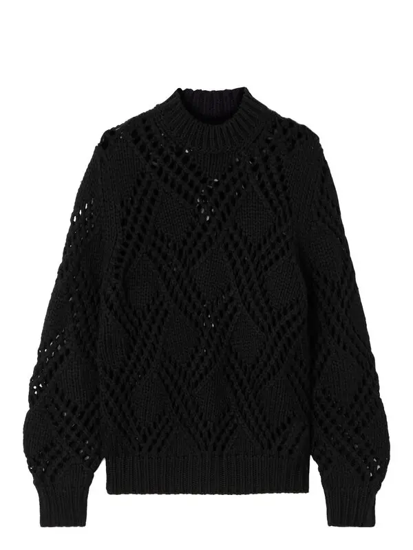 JIL SANDER Open-knit Wool Sweater - Black