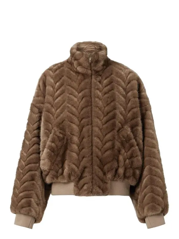 Balenciaga Embossed Fleece Bomber Jacket - Brown