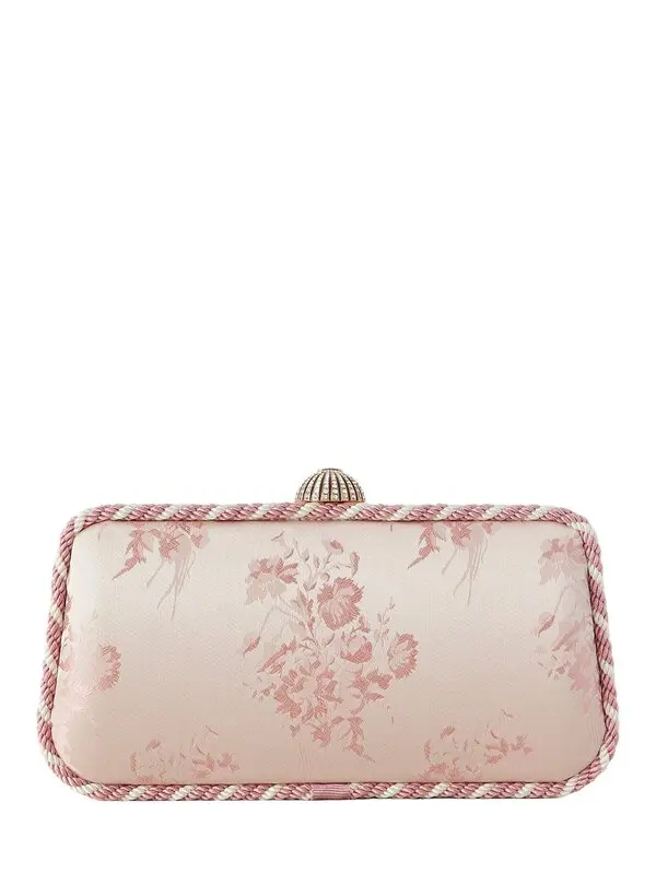 Valentino Garavani Carry Secrets Cord-trimmed Satin-jacquard Clutch - Pink