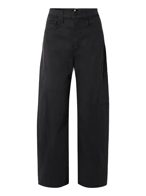MOTHER The Half Pipe Flood High-rise Tapered Jeans - Black