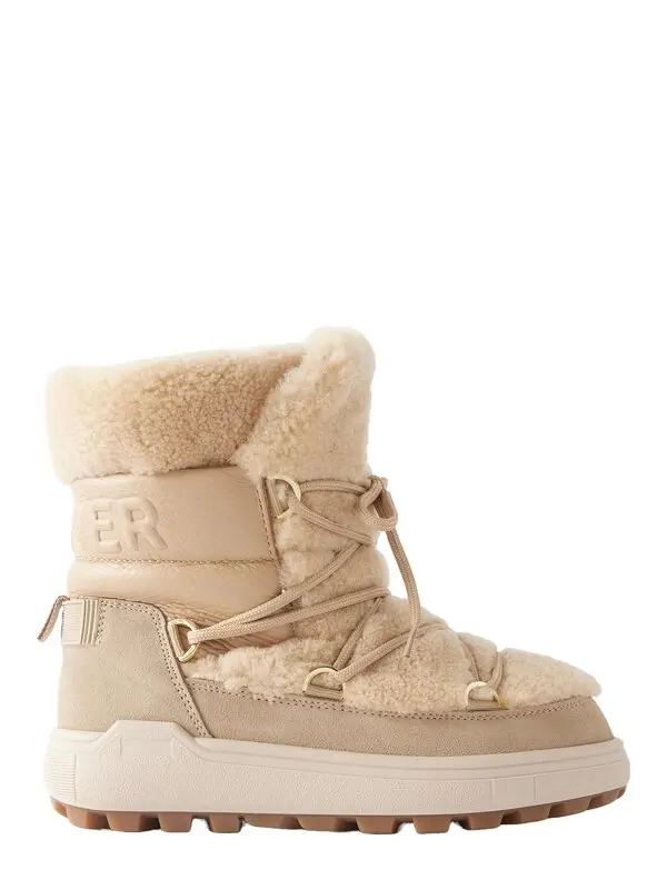 Bogner Chamonix Shearling, Textured-leather And Suede Snow Boots - Neutrals