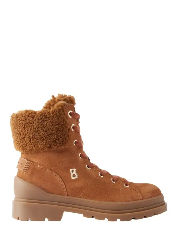 Bogner St. Moritz 23 Embellished Shearling-lined Suede Ankle Boots - Tan