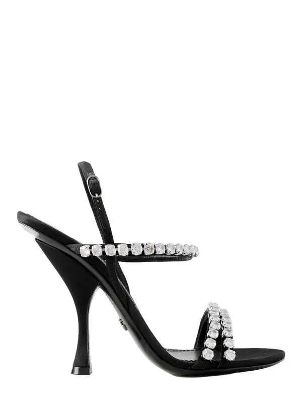 Dolce & Gabbana Crystal-embellished Satin Sandals - Black