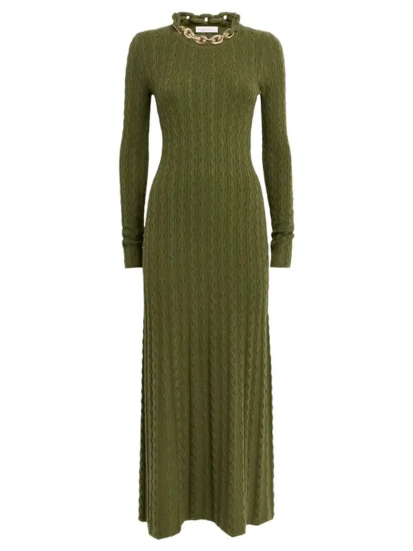 Rabanne Wool-blend Embellished Midi Dress - Green