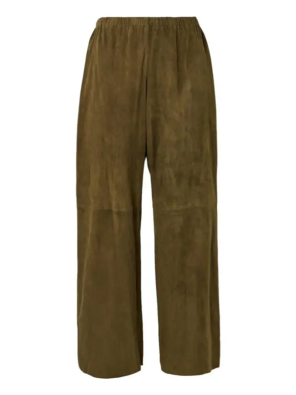 Nour Hammour Olan Suede Wide-leg Pants - Army Green