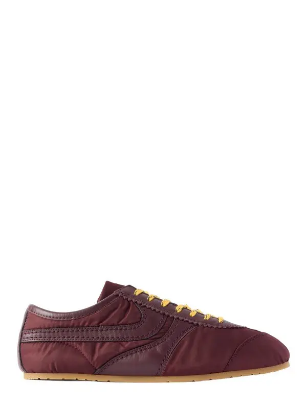 Dries Van Noten Leather-trimmed Shell Sneakers - Burgundy