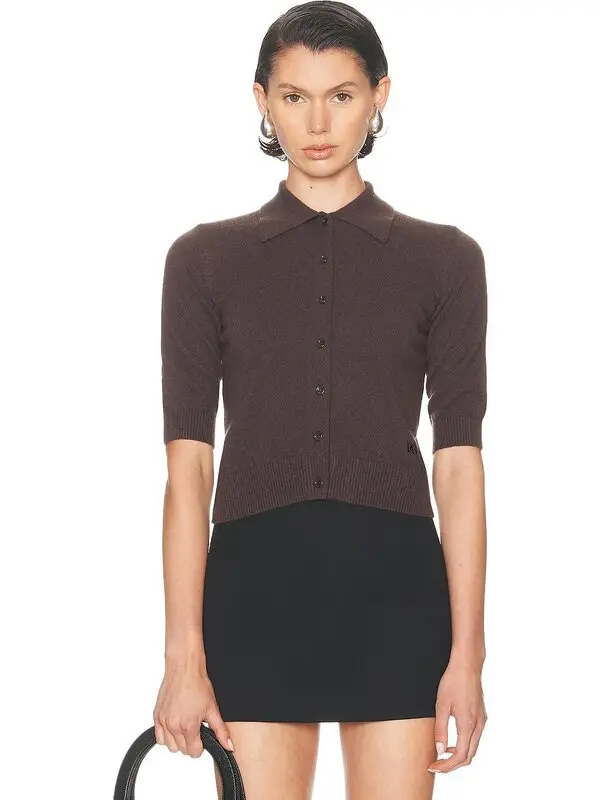 Dolce & Gabbana Short-sleeve Cashmere Cardigan - Deep Brown