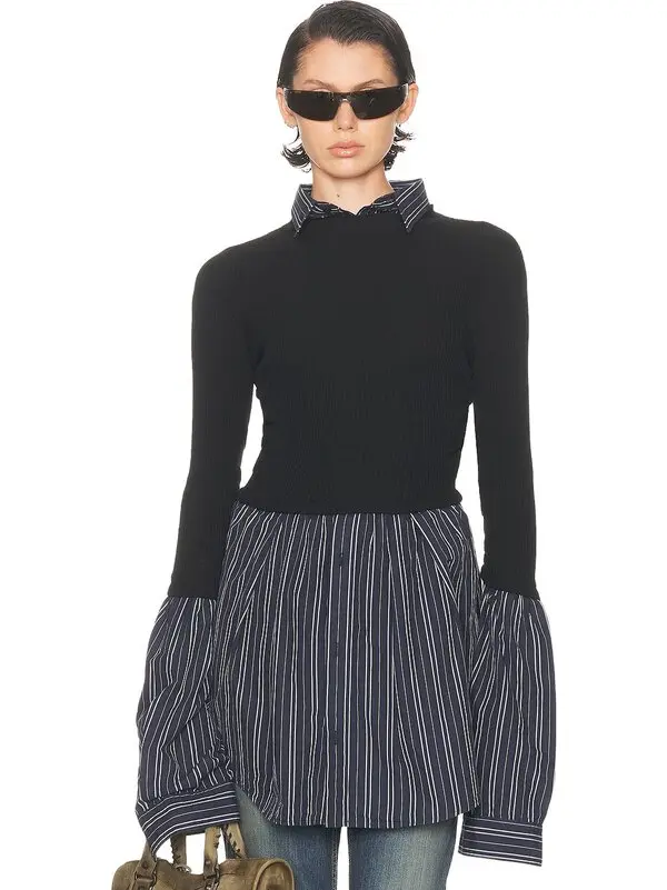 Balenciaga Layered Sweater Top - Black