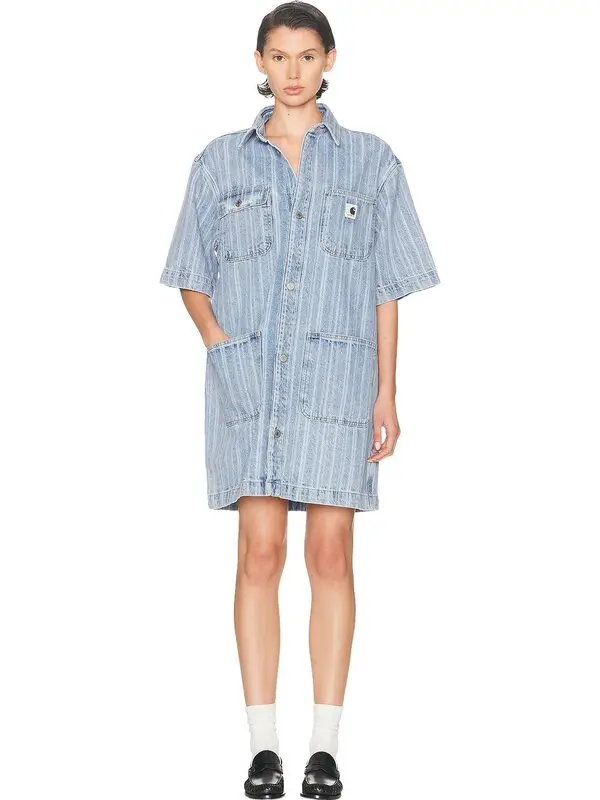 Carhartt Work In Progress Rylan Denim Shirt Dress - Stripes & Blue