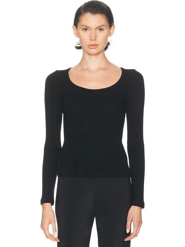 Sablyn Isla Scoop Neck Long Sleeve Tee - Black