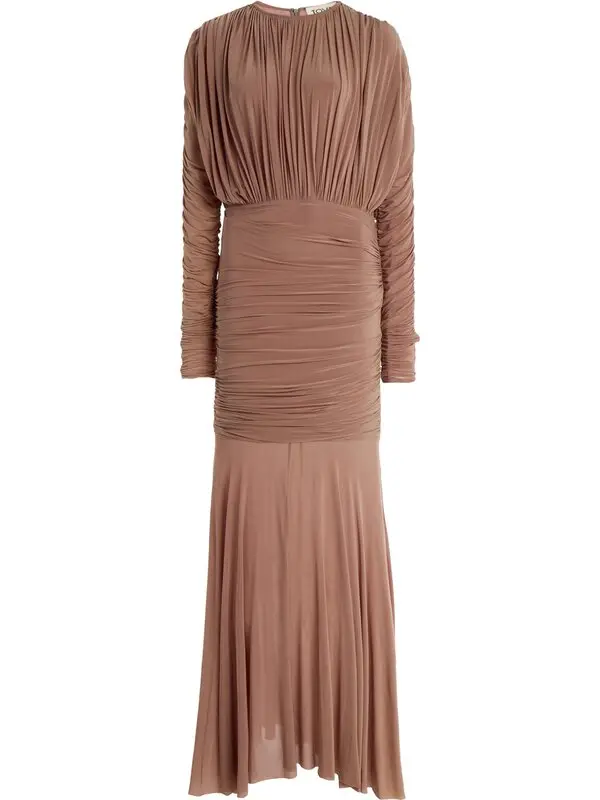 Tove Sorrel Draped Knit Maxi Dress - Taupe