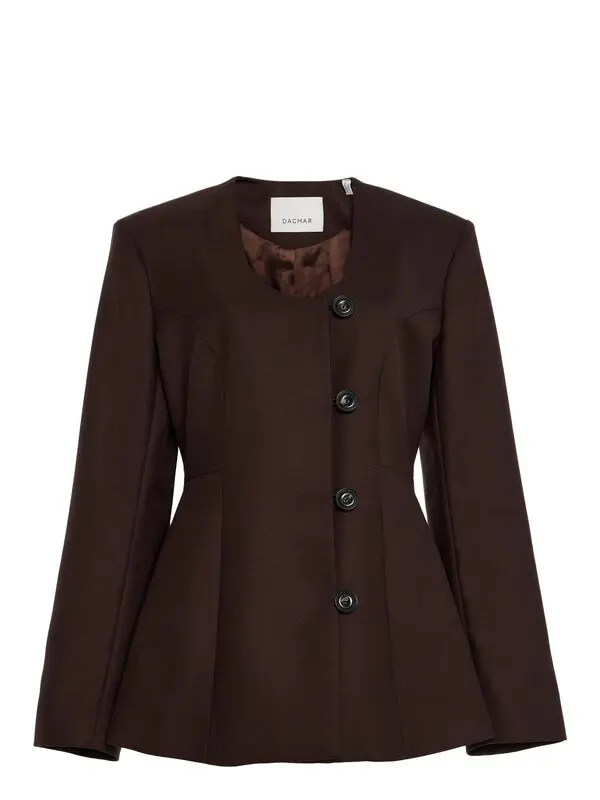 HOUSE OF DAGMAR Collarless Blazer - Brown