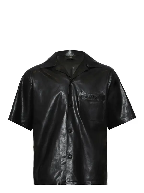 Amiri Lightweight Leather Camp Shirt - Black