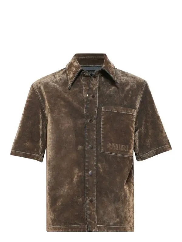 Amiri Velvet Camp Shirt Tan - Brown