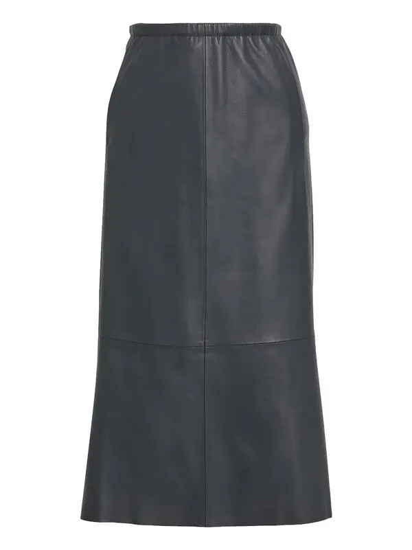 Vince Leather Midi Skirt - Dark Gray