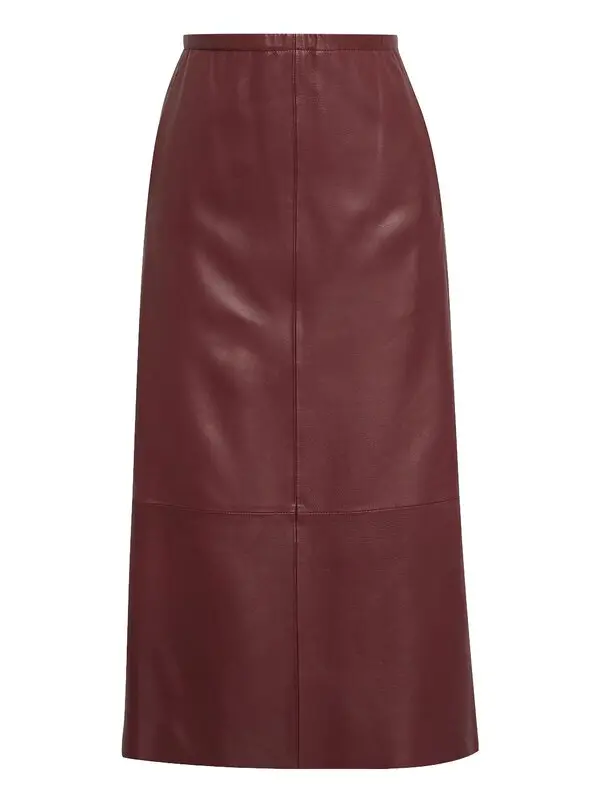 Vince Leather Midi Skirt - Merlot