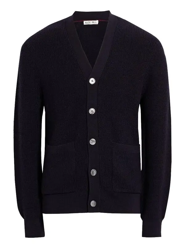 ALEX MILL Samuel Wool Cardigan - Midnight Blue