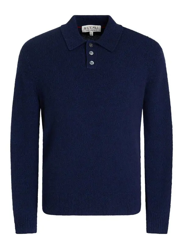 ALEX MILL Jacob Cashmere Polo Sweater - Navy