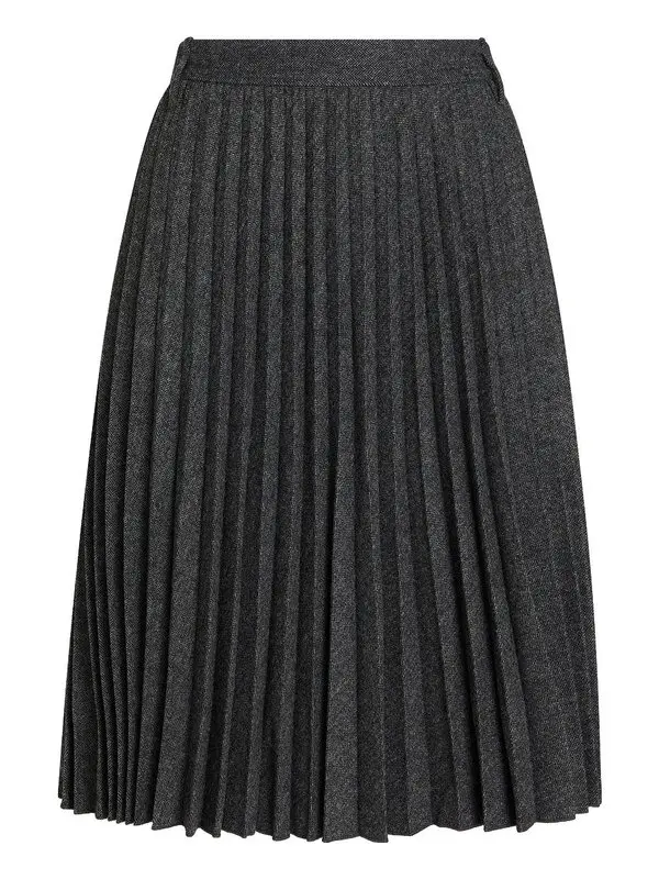 Vince Pleated Herringbone Flannel Skirt - Dark Gray
