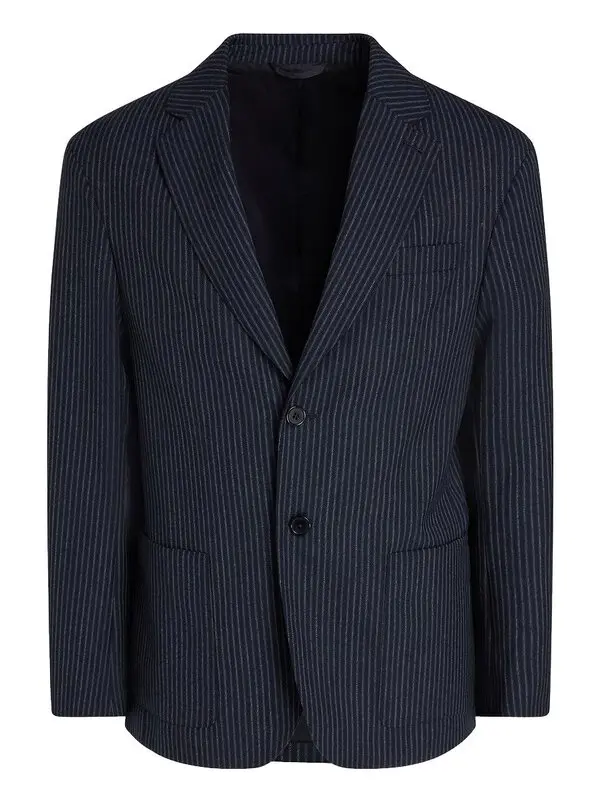Officine Générale Michel Pinstriped Wool Blazer - Navy