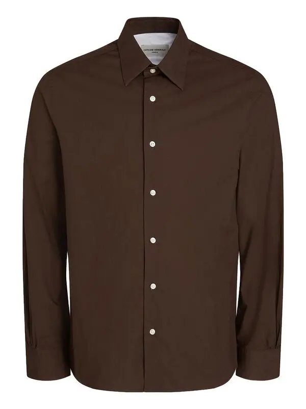 Officine Générale Eloi Cottonpoplin Shirt - Dark Brown