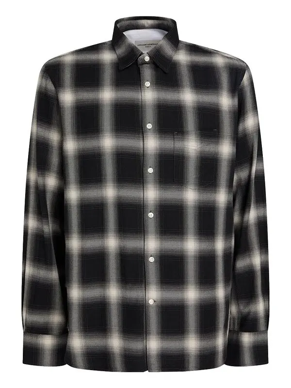 Officine Générale Benoit Checked Cottontwill Shirt - Black