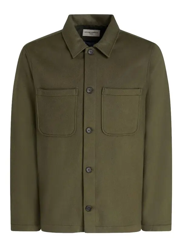 Officine Générale Harrison Wool And Cashmereblend Felt Overshirt - Army Green