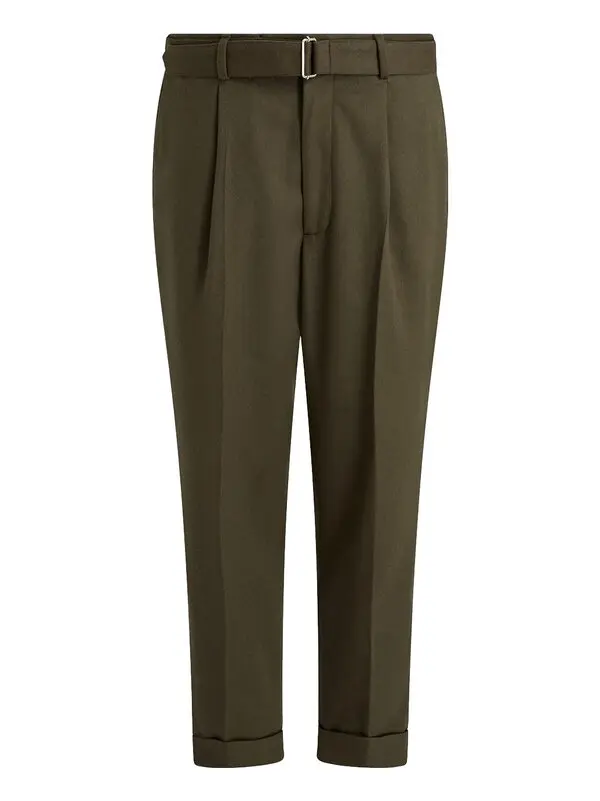 Officine Générale Hugo Belted Wool And Cashmere-blend Flannel Pants - Leaf Green