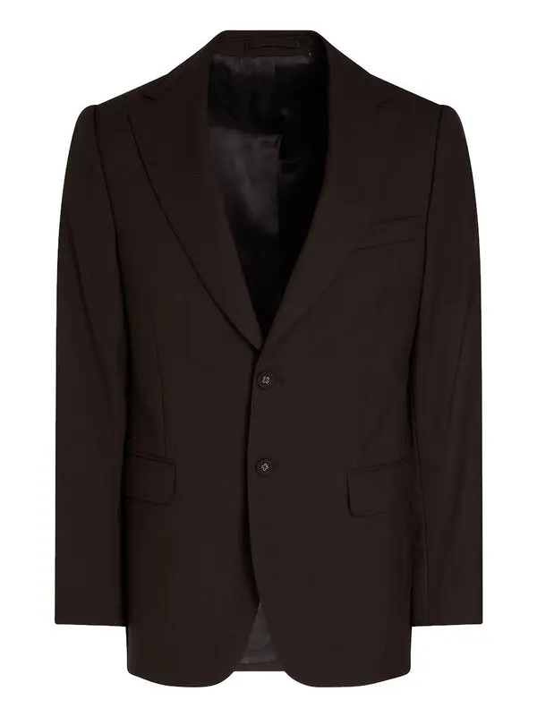 Officine Générale Giovanni Grain De Poudre Wool Suit Jacket - Dark Brown