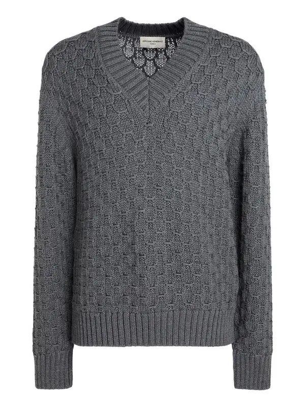 Officine Générale Francis Jacquard-knit Wool Sweater - Gray