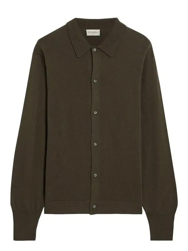 Officine Générale Brent Wool Cardigan - Army Green