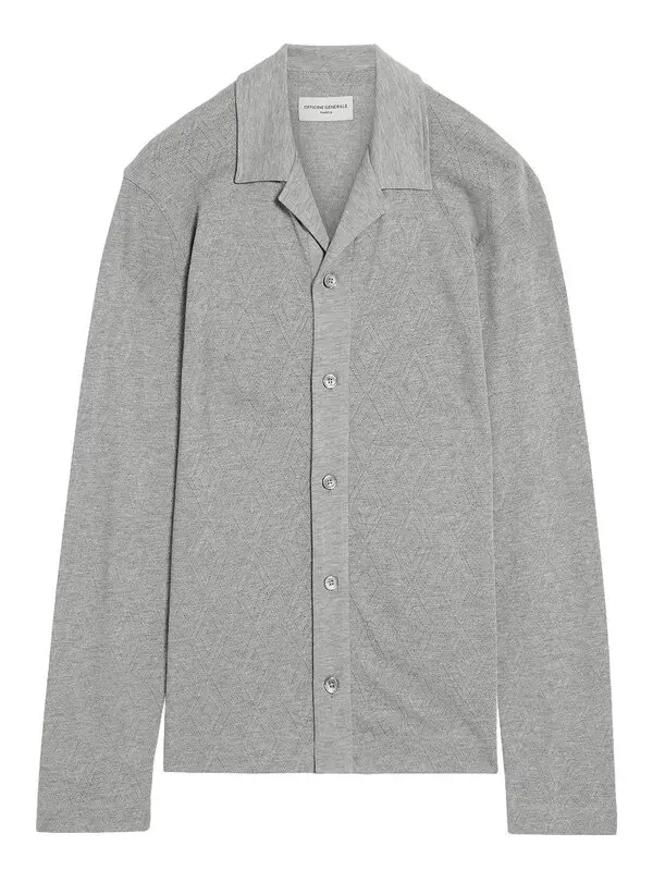 Officine Générale Jacquard-knit Lyocell And Cotton-blend Cardigan - Gray