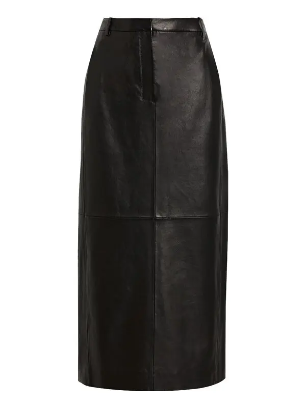 Theory Leather Midi Skirt - Black